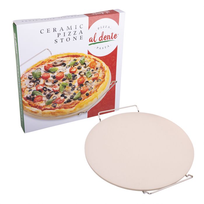 33cm Ceramic Pizza Stone with Rack - Crock and Pickle